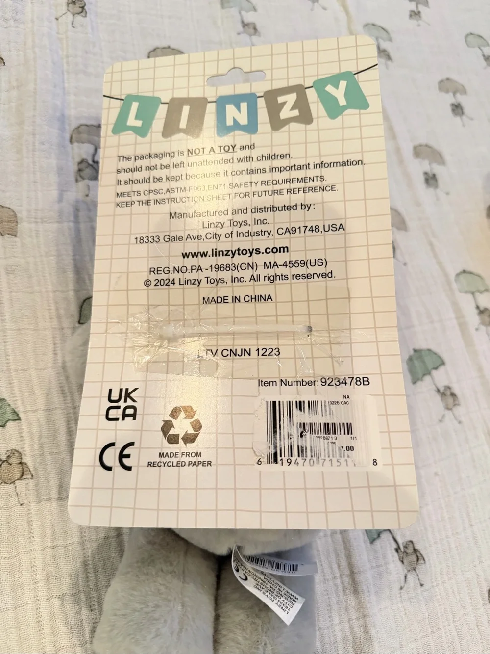Linzy | Toys | 53 Plush My First Bear Rattle Toy Gray | Poshmark